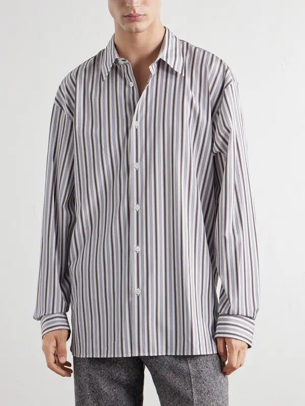 Dries Van Noten Croom Striped Cotton-poplin Shirt - Brown