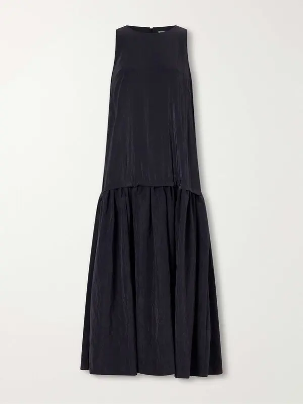 LA LIGNE Cornelia Pleated Crinkled Shell Midi Dress