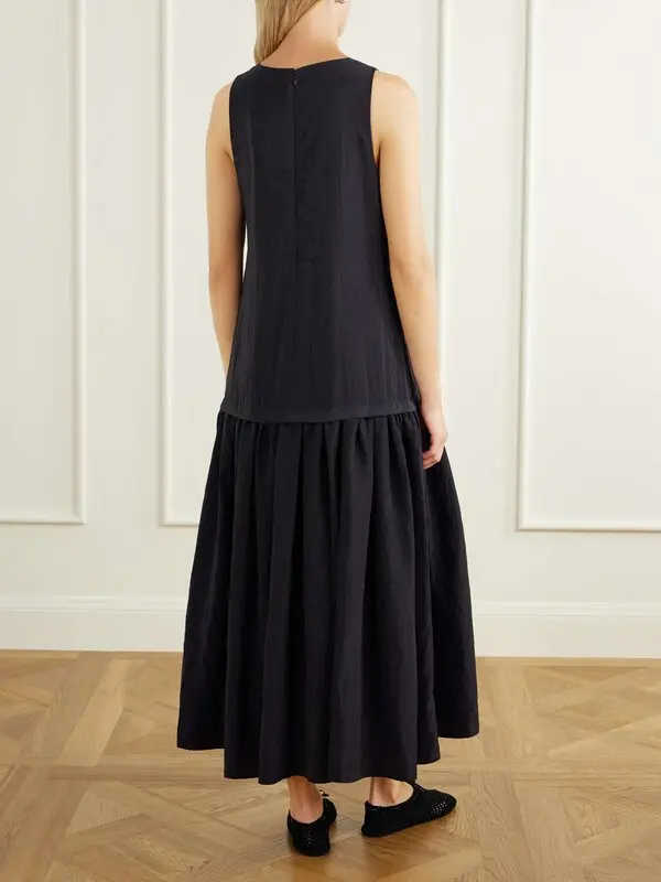 LA LIGNE Cornelia Pleated Crinkled Shell Midi Dress