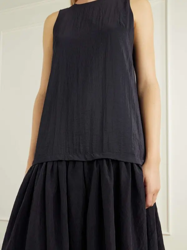 LA LIGNE Cornelia Pleated Crinkled Shell Midi Dress