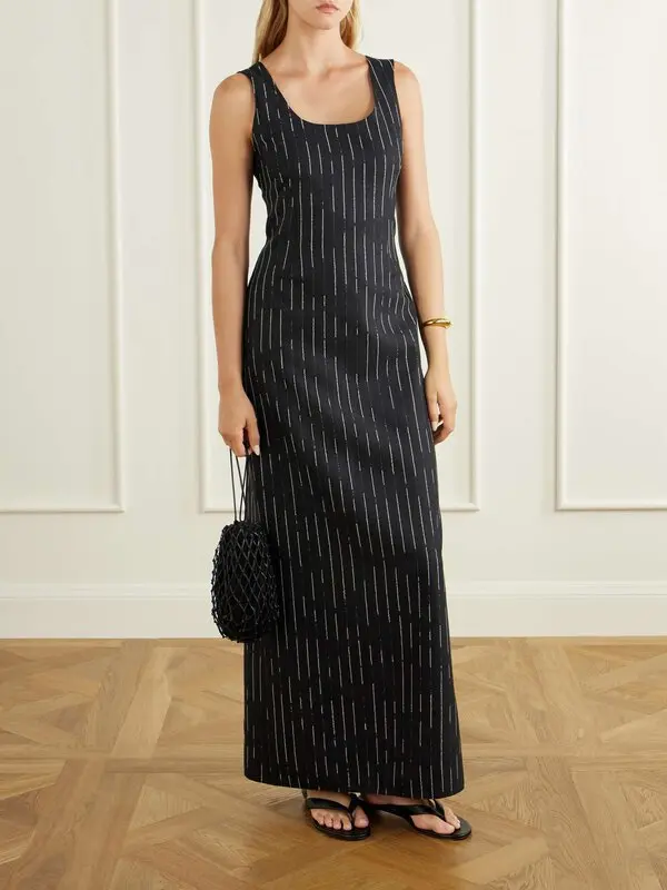KALLMEYER Isadora Striped Wool Midi Dress