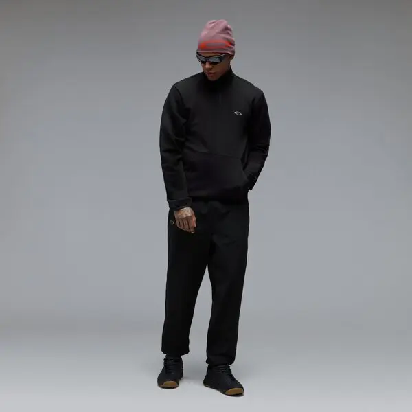 Oakley Quarter-zip Sweatshirt With Kangaroo Pocket - Black