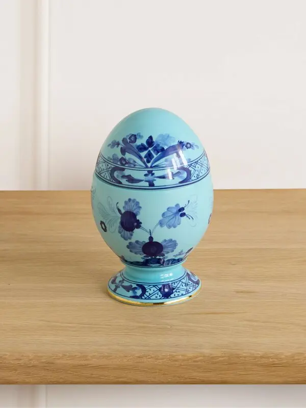 GINORI 1735 Oriente Italiano Iris Porcelain Egg Ornament