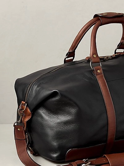 Overland Fairfield Large Leather Duffel Bag - Black