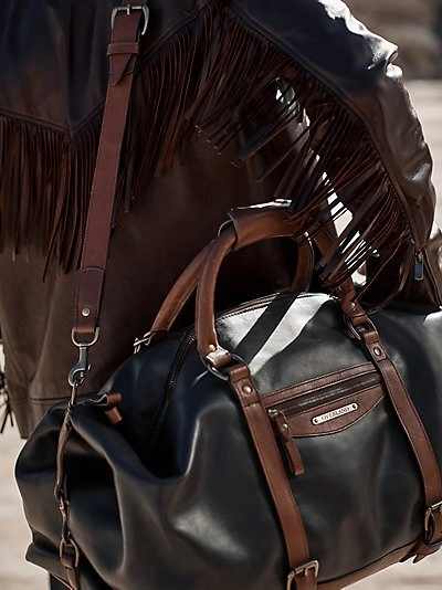 Overland Fairfield Large Leather Duffel Bag - Black