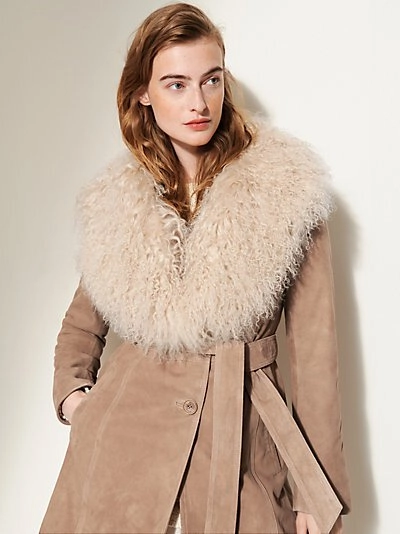 Overland Lydia Suede Leather Jacket With Detachable Tibetan Sheepskin Collar