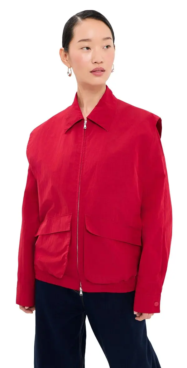 Tibi Fall Nylon Zip-up Bomber Jacket