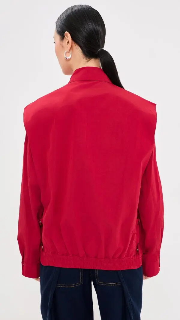 Tibi Fall Nylon Zip-up Bomber Jacket