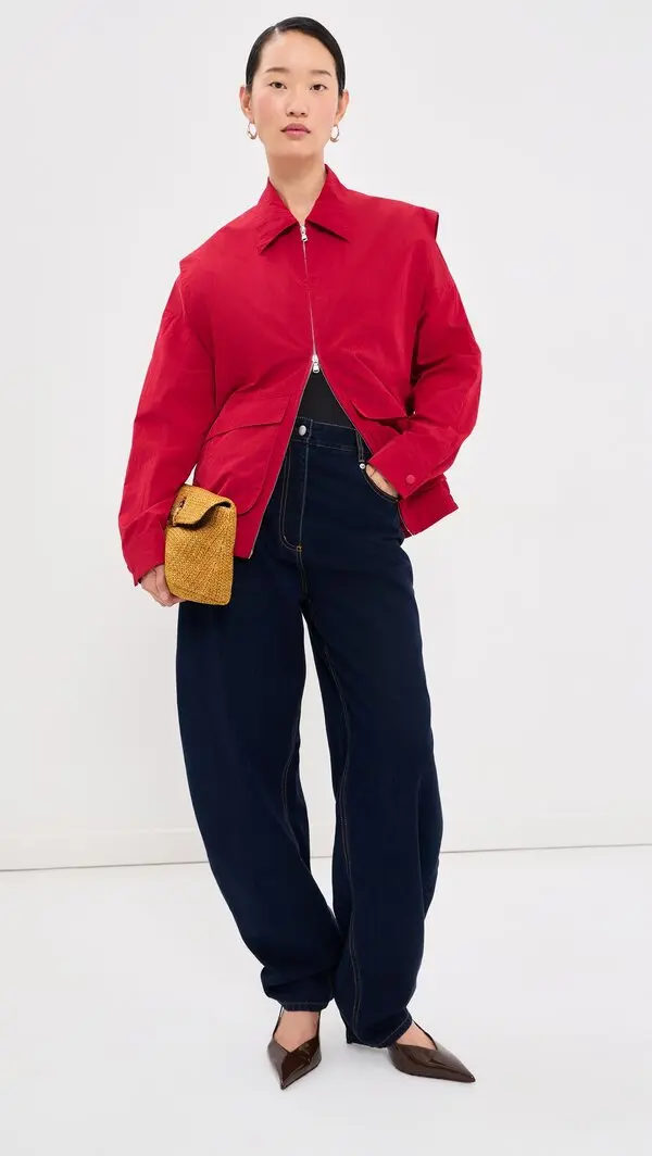 Tibi Fall Nylon Zip-up Bomber Jacket