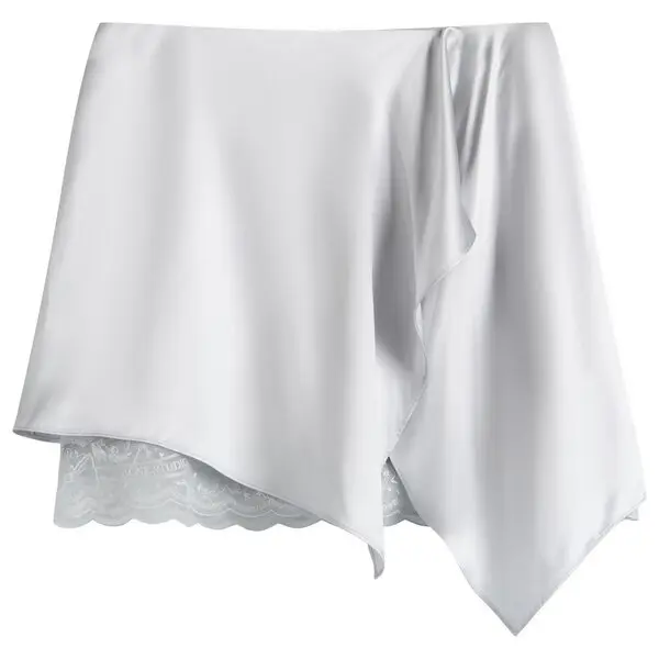 Acne Studios Inouki Shiny Satin Skirt With Lace Trim - Ice Blue