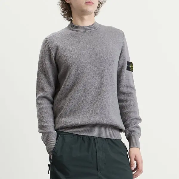 Stone Island Textured Stitch Jumper - Ash Grey