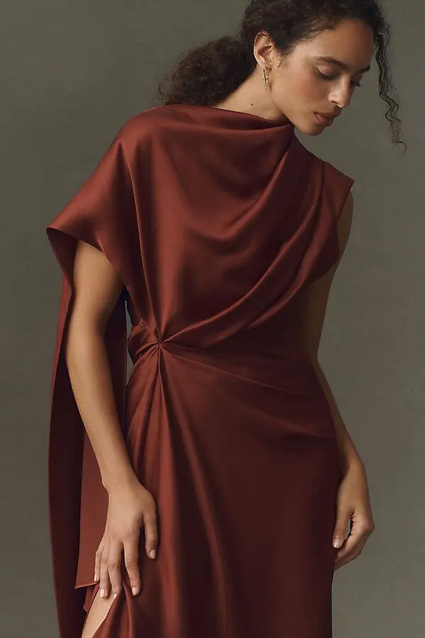 DE LA VALI Lunessa Satin Midi Dress