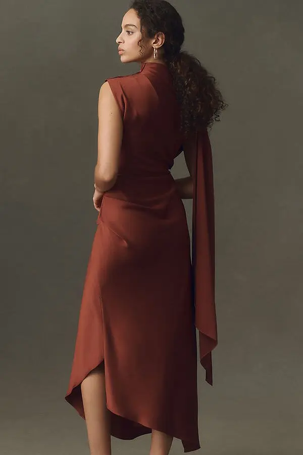 DE LA VALI Lunessa Satin Midi Dress