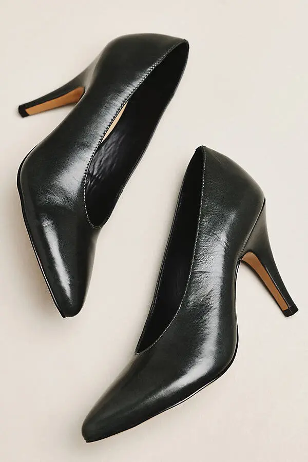 Maeve Leather Stiletto Pumps - Dark Green