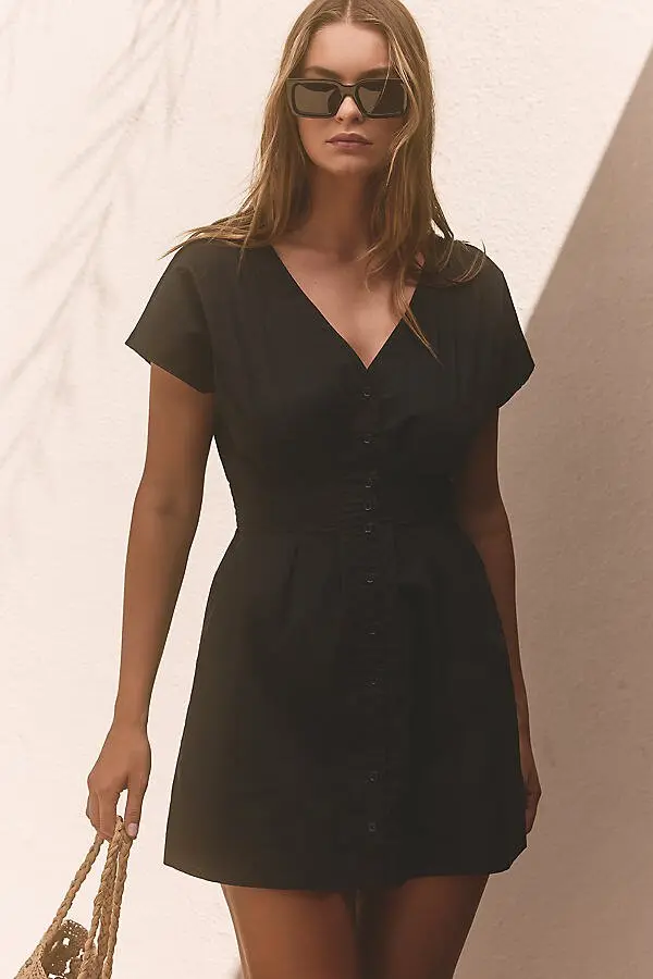 Z Supply Sanna 100% Cotton Mi Dress - Black