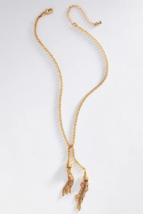 Anthropologie Wrap Fringe Necklace - Gold
