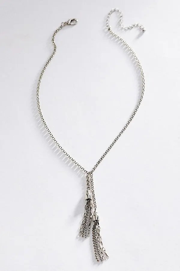 Anthropologie Wrap Fringe Necklace - Silver