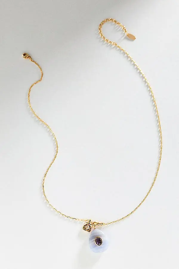 Anthropologie Stone Pendant Necklace - Gold