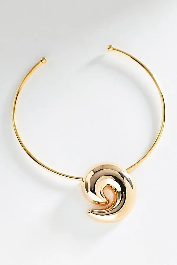 Anthropologie Chunky Swirl Collar Necklace - Gold
