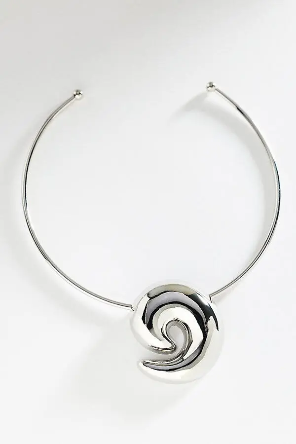 Anthropologie Chunky Swirl Collar Necklace - Silver
