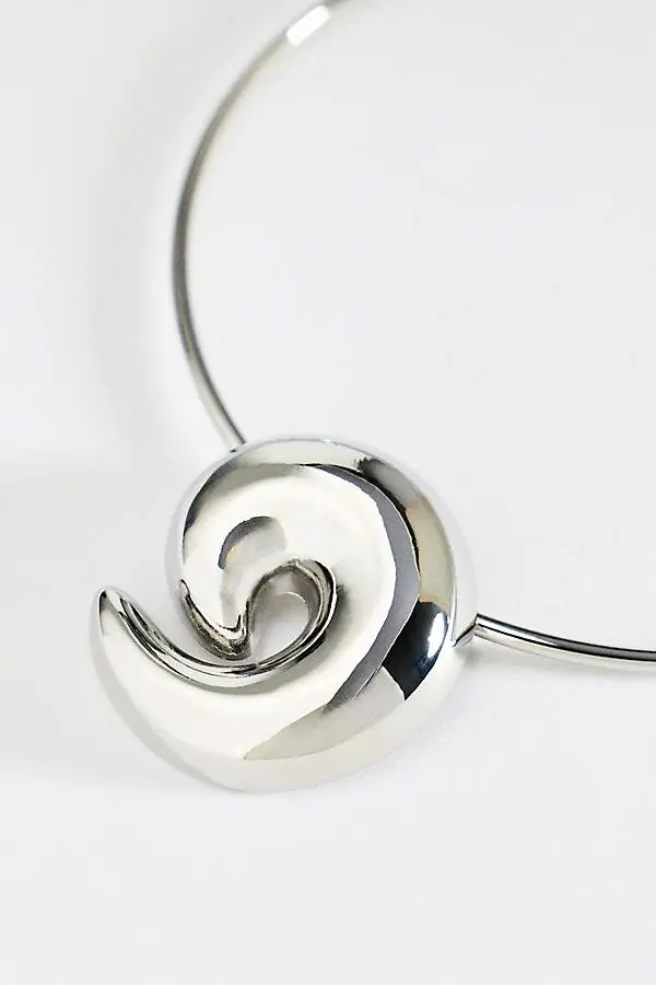 Anthropologie Chunky Swirl Collar Necklace - Silver