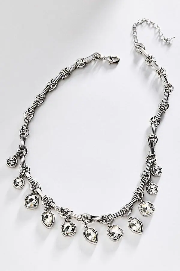 Anthropologie Bezel Pendant Necklace - Silver