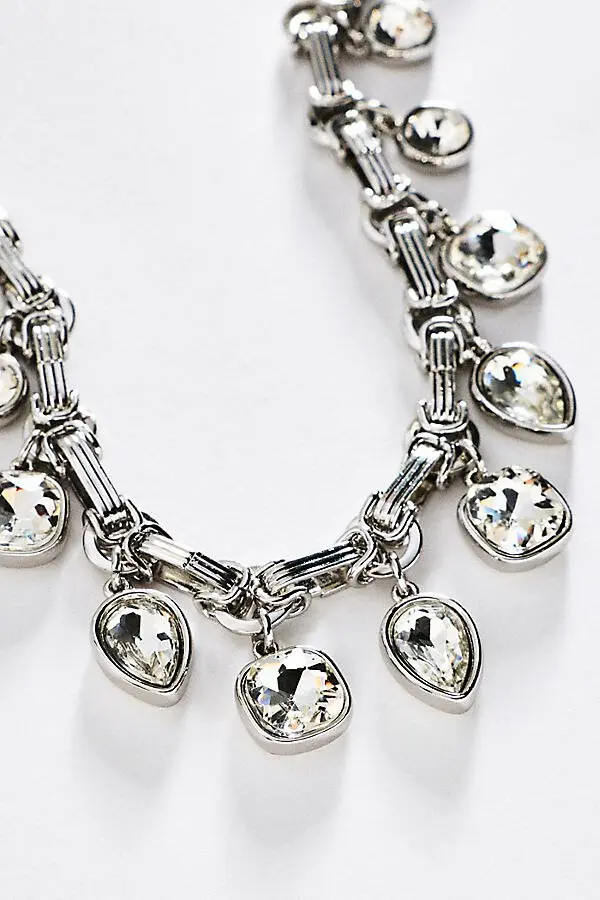 Anthropologie Bezel Pendant Necklace - Silver