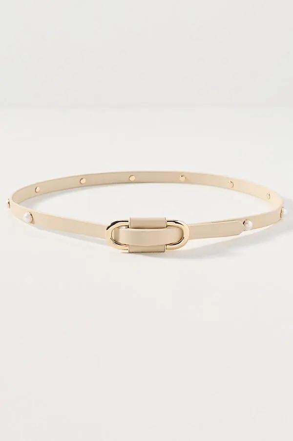 Anthropologie Blake Studded Belt - Ivory