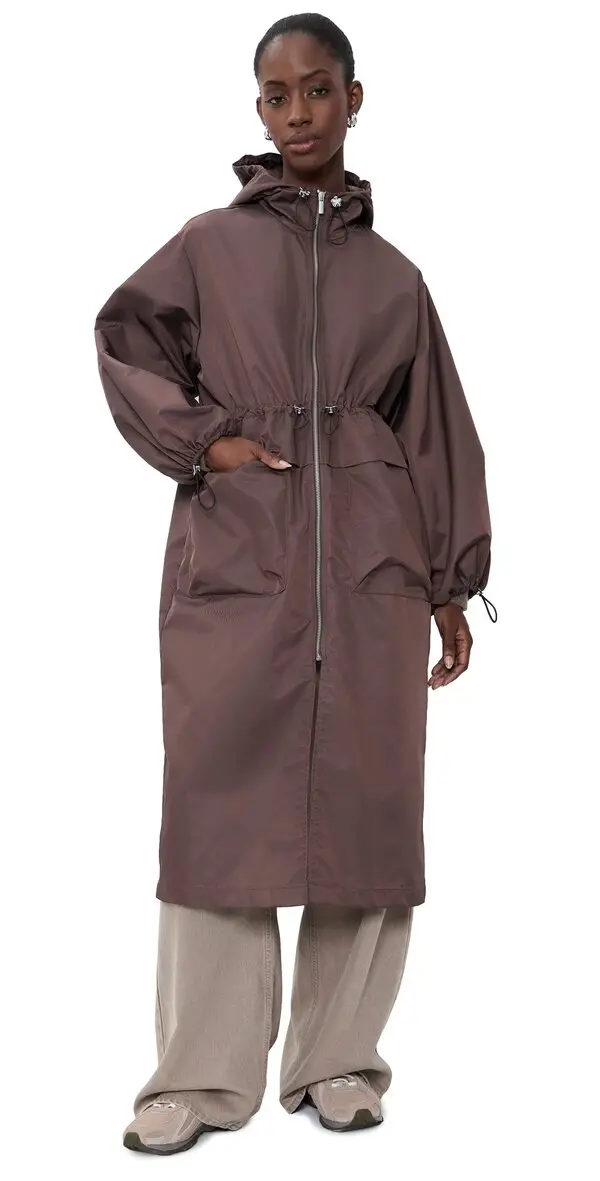 MEIMEIJ Techno Long Jacket With Hood And Drawstring Waist