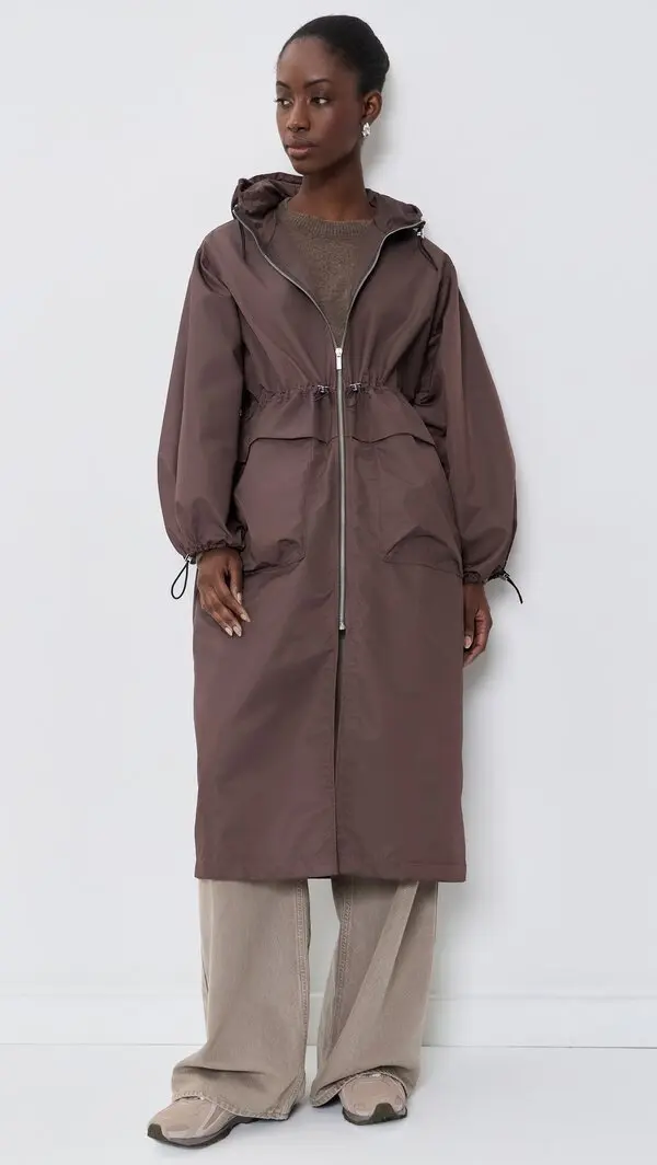 MEIMEIJ Techno Long Jacket With Hood And Drawstring Waist