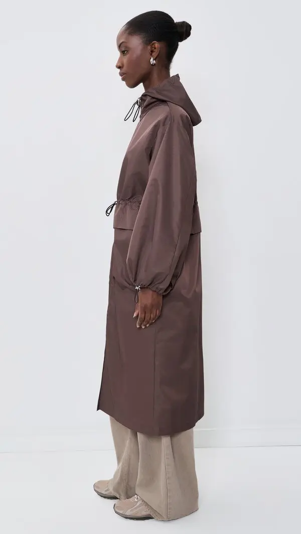 MEIMEIJ Techno Long Jacket With Hood And Drawstring Waist