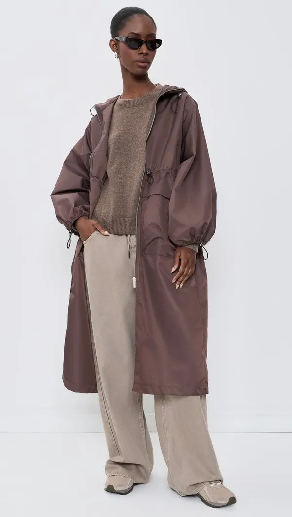 MEIMEIJ Techno Long Jacket With Hood And Drawstring Waist