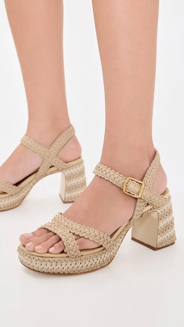Larroude Jolene Low Crochet Platform Sandals