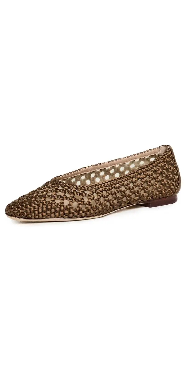 Veronica Beard Cienna Woven Flats - Chestnut