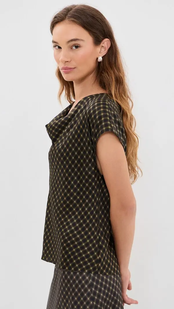 Vince Ombre Plaid Silk Blouse