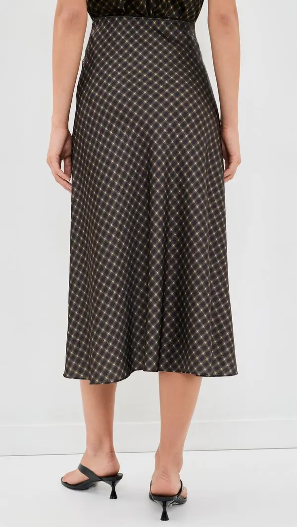 Vince Plaid Slip Midi Skirt