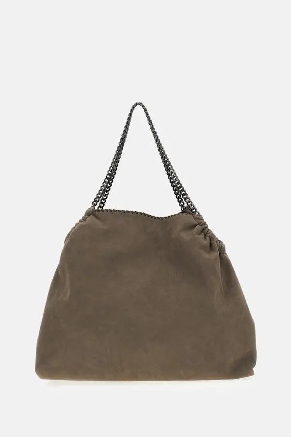 Stella McCartney Falabella Drawstring Handbag In Alter Suede - Grey