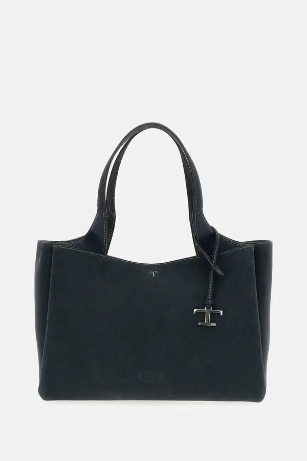 TOD'S Suede Leather Bag With Two Handles And Pendant - Blue