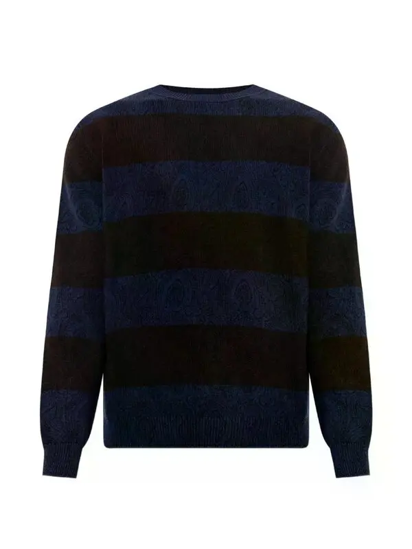 Etro Paisley Pattern Striped Crew Neck Sweater