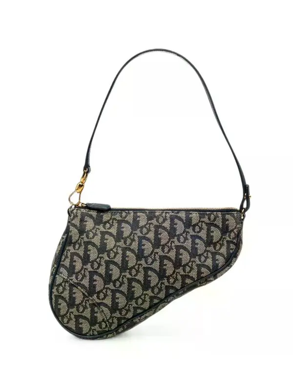 Dior 2001 Mini Diorissimo Canvas Saddle Pochette Shoulder Bag - Blue