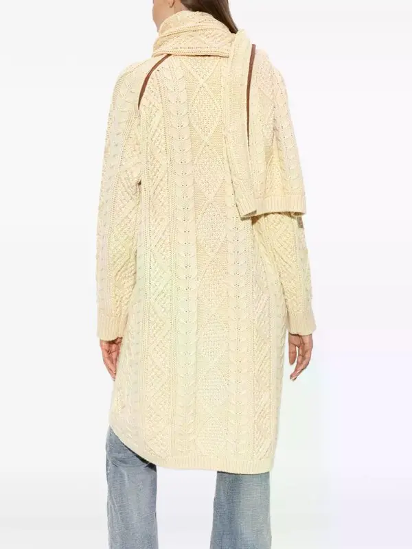 DIESEL® Cable-knit Coat With Leather Trim