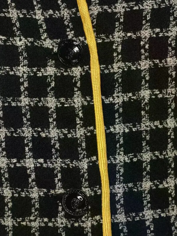 Versace Tweed Checked Jacket With Yellow Piping