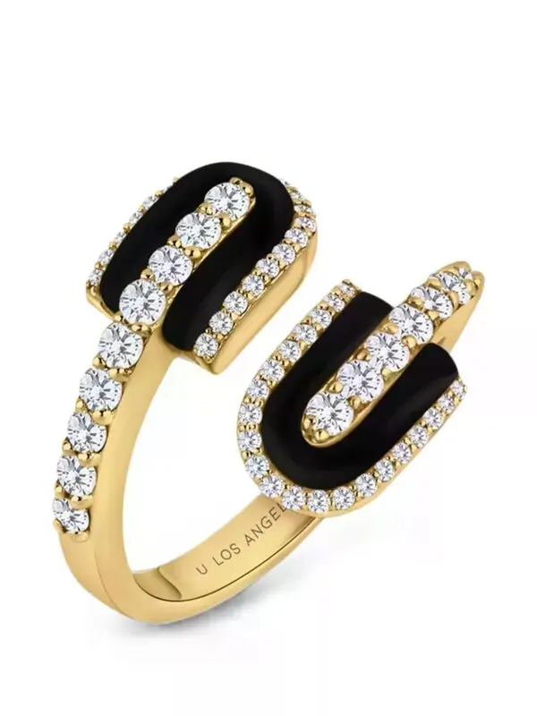 U LOS ANGELES U Duo Maxi Diamond And Onyx Ring