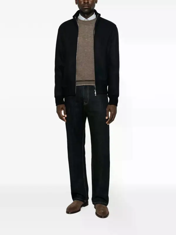 MANDELLI Zip-fastening Jacket With Suede Trim