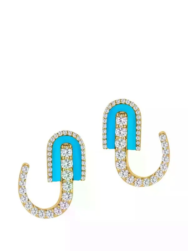 U LOS ANGELES 18k Yellow Diamond And Turquoise Huggie Earrings
