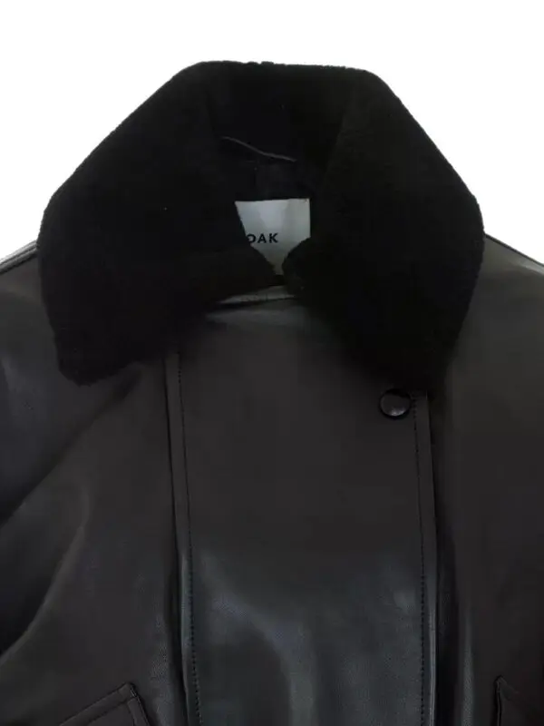 IVY OAK Laila Lane Shearling-collar Leather Jacket - Black