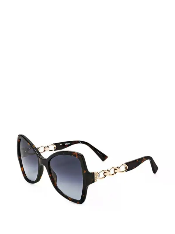 Moschino Tortoiseshell-effect Chain-link Oversized-frame Sunglasses