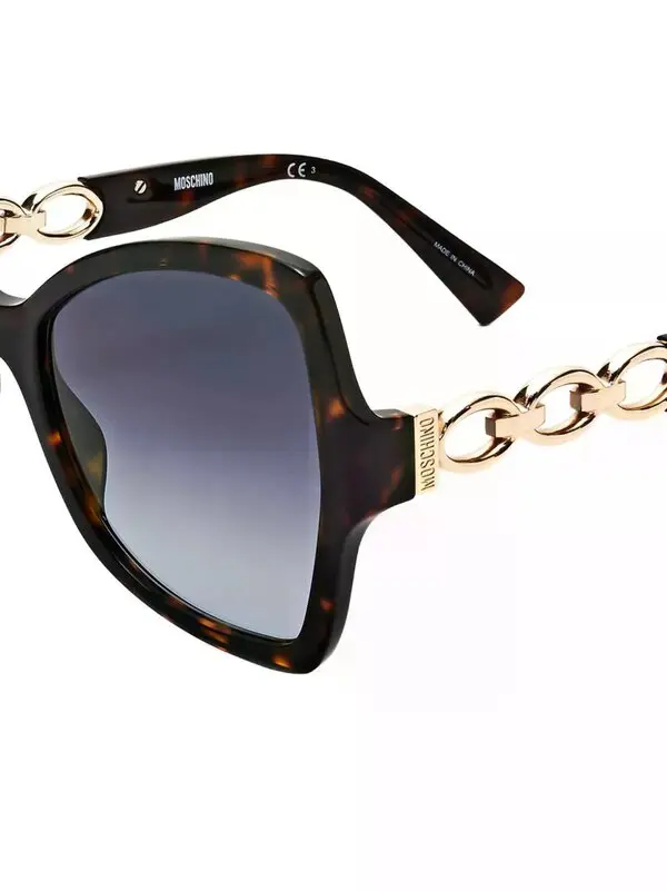 Moschino Tortoiseshell-effect Chain-link Oversized-frame Sunglasses