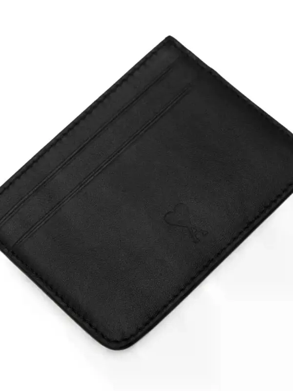 AMI Paris Cowhide Leather Card Holder With De Coeur