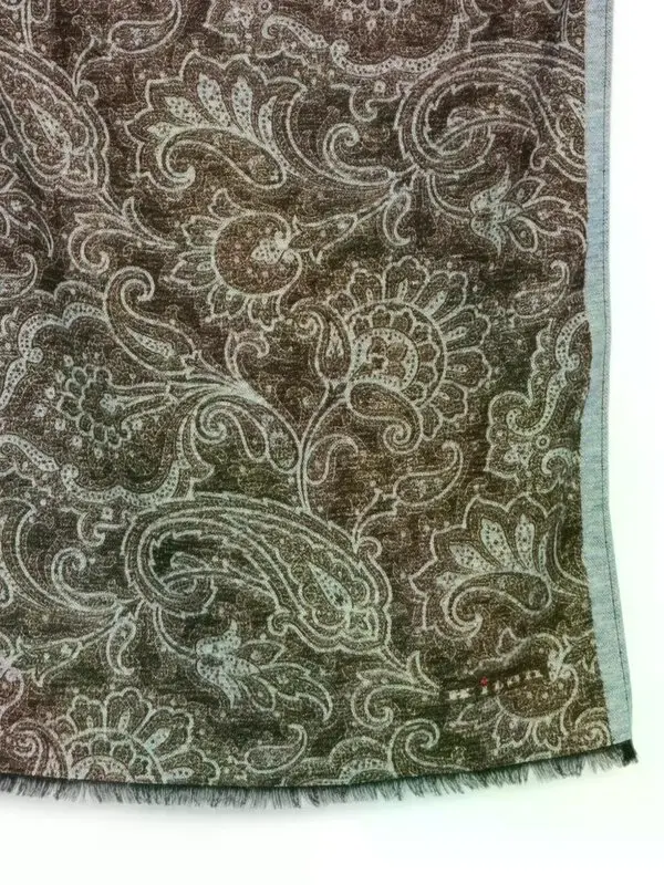 Kiton Paisley-print Frayed Scarf